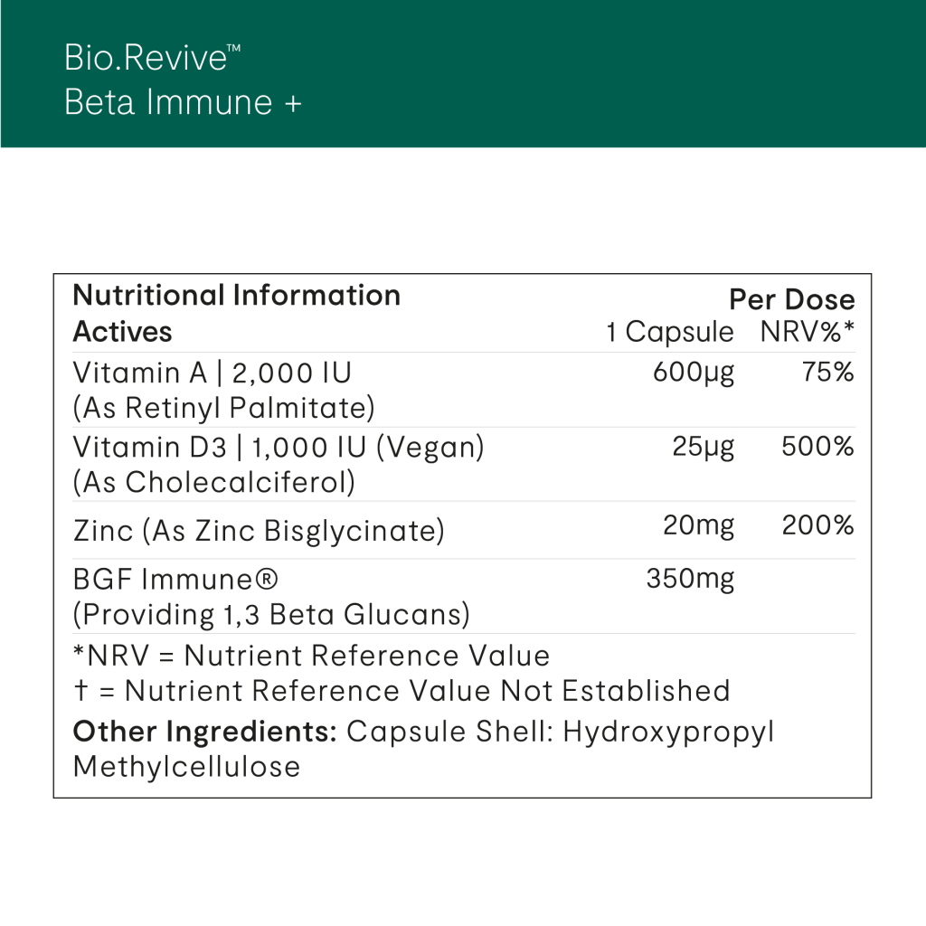 Bio.Revive Beta Immune + 30 Capsule - Invivo Healthcare