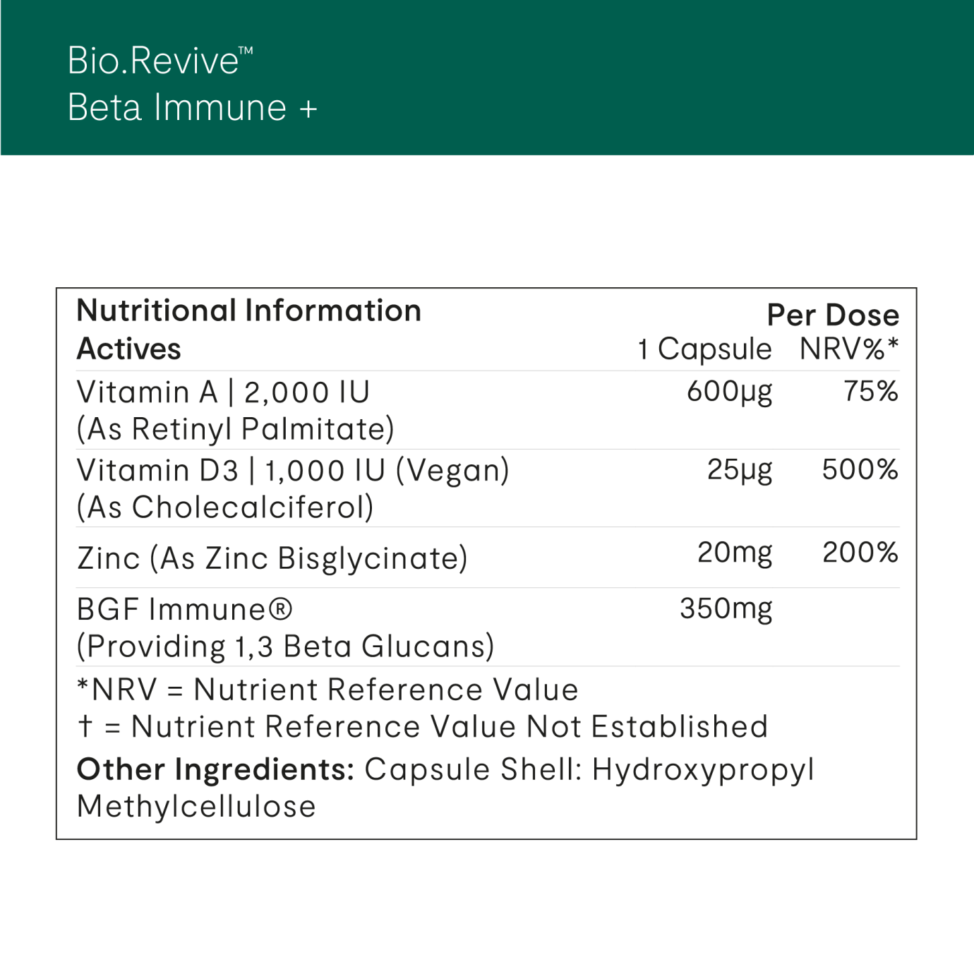 Bio.Revive Beta Immune + 30 Capsule - Invivo Healthcare
